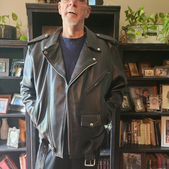 Grace Elements | Jackets & Coats | Mens Black Biker Leather Jacket With ...